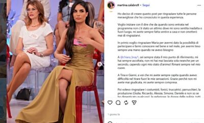 Martina Calabrò torna sui social dopo Uomini e Donne: "Tina e Gianni mi ...
